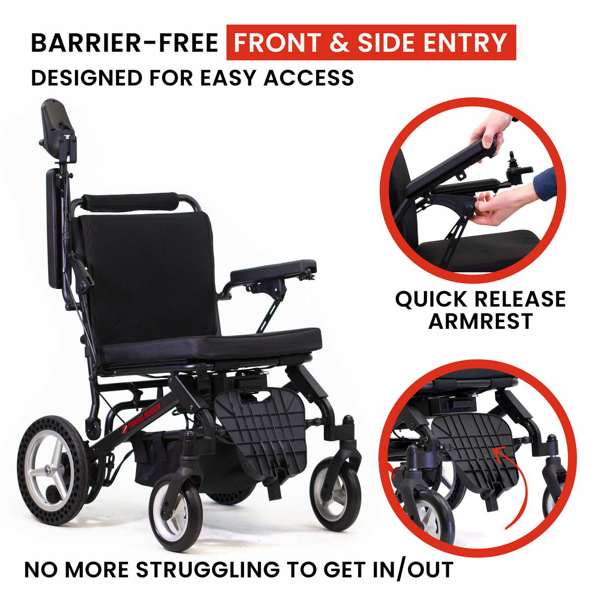 DASH Ultra Lite - Foldable Power Wheelchair by Travel Buggy – Wheel Walkers